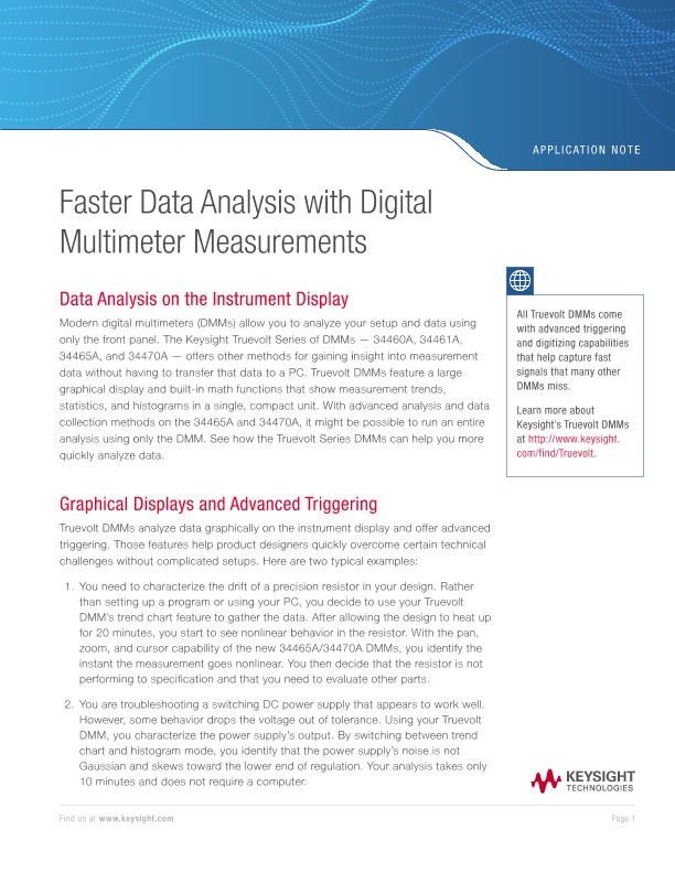 Faster Data Analysis with Digital Multimeter Measurements PDF Asset Page | Keysight